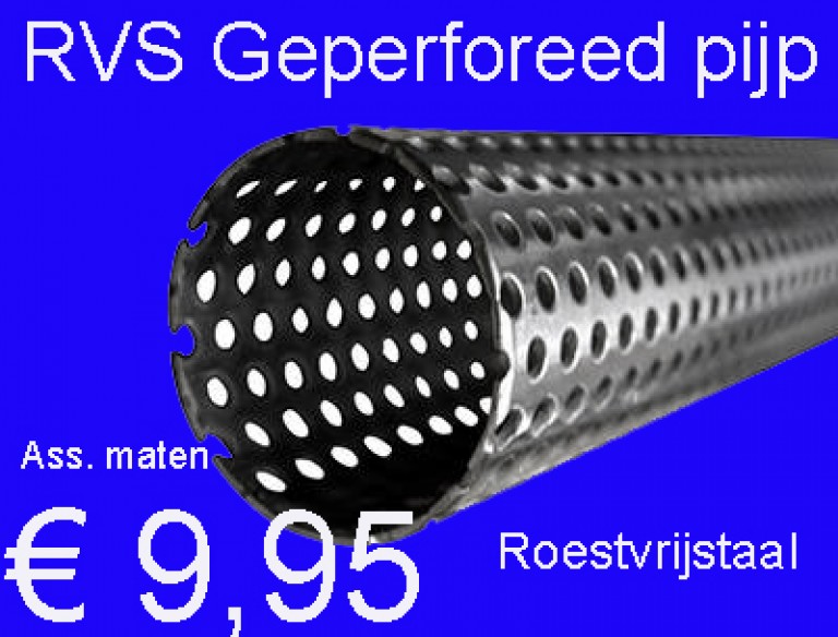 RVS Roestvrijstalen geperforeerde buis pijp diverse maten RVS = 304